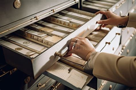 Persona Organizando Y Organizando Caja Fuerte Con Documentos