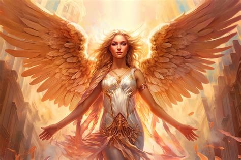Premium Ai Image Fantasy Divine Angel Woman With Huge Wings In