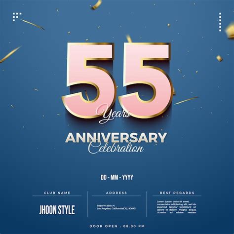 Festa De 55 Anos Com Números Simples E Elegantes Vetor Premium