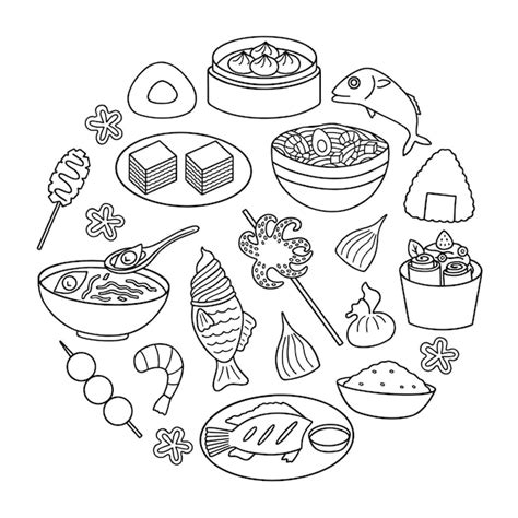 Premium Vector Asian Food Doodle Set Asian Cuisine In Sketch Style