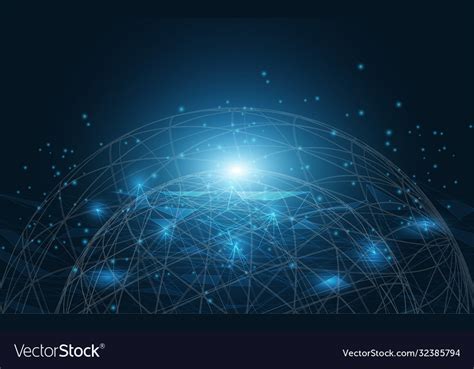 Global Network Connection World Map Abstract Vector Image