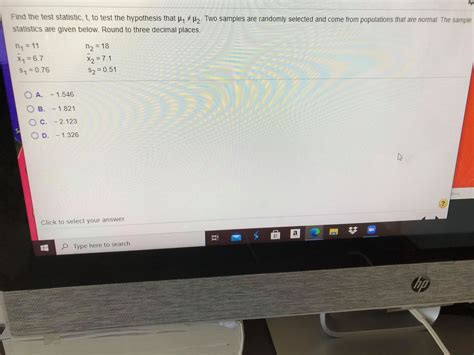 Answered Find The Test Statistic T To Test The… Bartleby