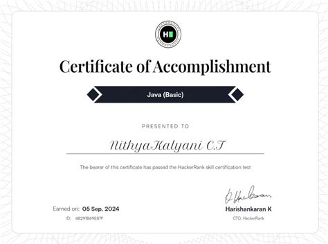Nithyakalyani Ct On Linkedin Hackerrank Hackerrank Coursecompletion
