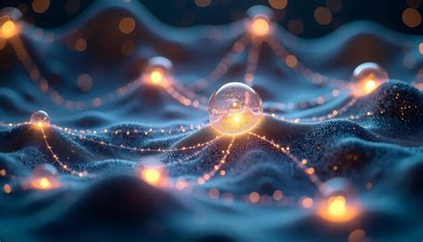 Quantum Entanglement Visualization Interconnected Orbs Of Light With Swirling Particles And Data