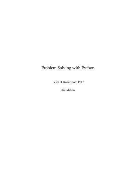 Problem Solving With Python A Beginners Guide To Python Open Source Programming Tools Digital