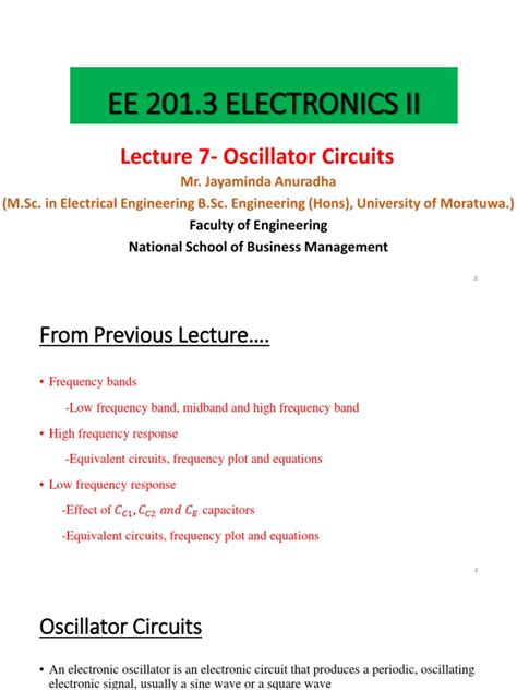ee 201 3 electronics ii lecture 7 oscillator circuits descargar