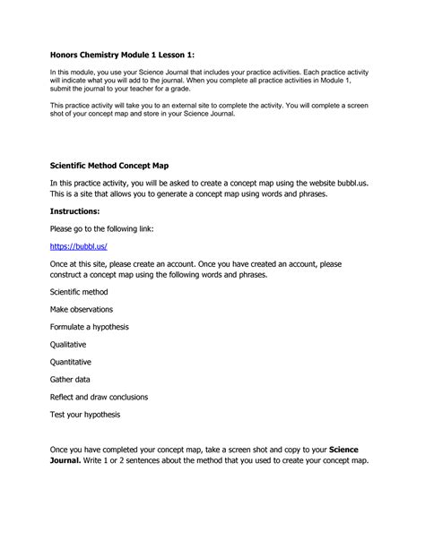 Module One Lesson One Activity Honors Chemistry Module 1 Lesson 1 In This Module You Use