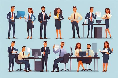 Premium Photo Set Of Office Workers Dressed In Business Clothing In