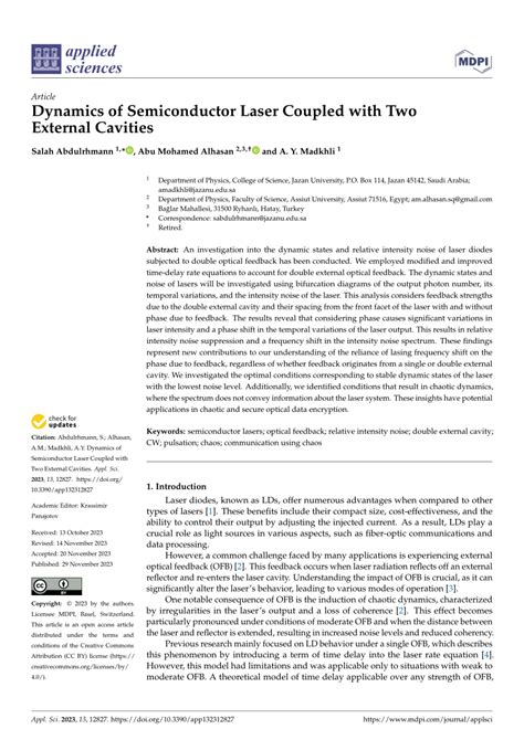 Pdf Dynamics Of Semiconductor Laser Coupled With Two External Cavities