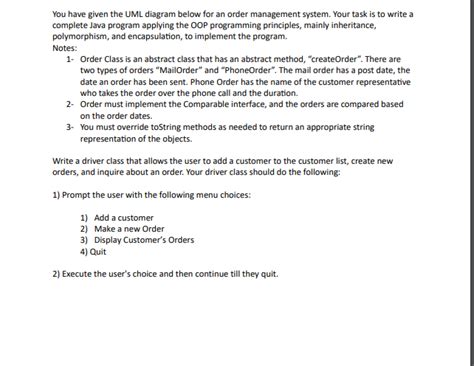 Solved You Have Given The Uml Diagram Below For An Order Chegg