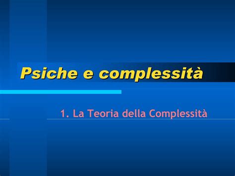 La Teoria Della Complessità Tullio Tinti