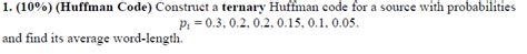 Solved 1 10 Huffman Code Construct A Ternary Huffman