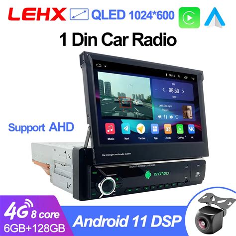LEHX L6 1 Din Android 11 Auto Universal Car Radio 7 QLED Retractable