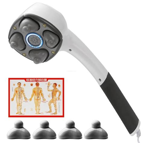 전기 핸드 헬드 마사지기 네 머리 기계 전신 목 척추 등 근육 긴장 진동 깊은 조직 마사지 건강 관리 마사지 스틱