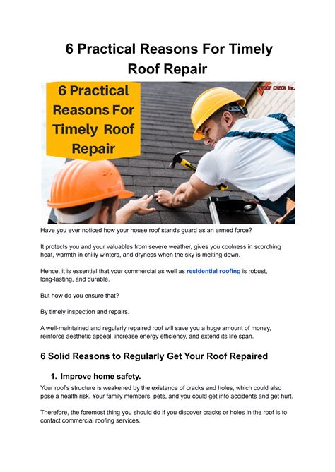 6 Practical Reasons For Timely Roof Repair By Roofcheckinc Issuu