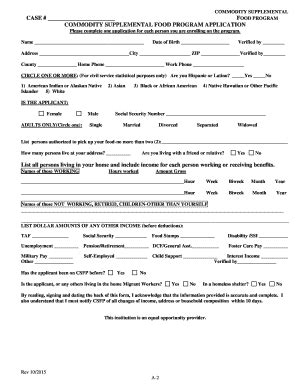 Fillable Online Dcf Ks Commodity Supplemental Food Program Application CSFP Application Dcf
