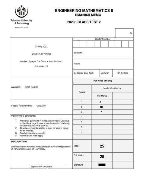 Ema206b 2023 Ct 2 Memo Final Pdf Applied Mathematics Equations