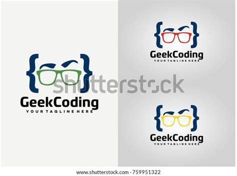 Geek Coding Logo Template Design Creative เวกเตอร์สต็อก ปลอดค่า