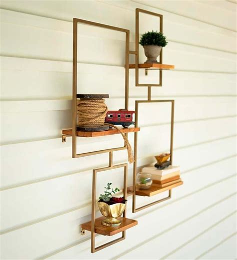 Gold Finish Metal Wall 4 Shelf Unit VivaTerra