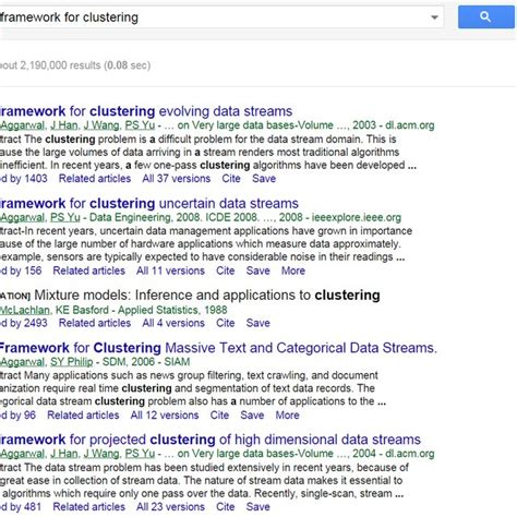 Example Of The Search Results For The Query A Clustering B Download Scientific Diagram
