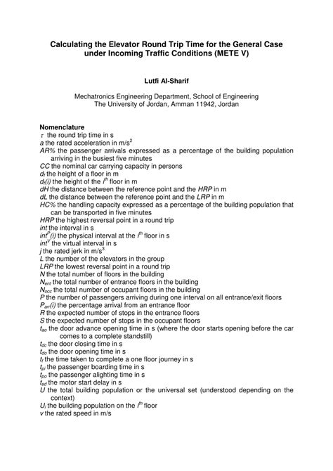 pdf calculating the elevator round trip time for the general case