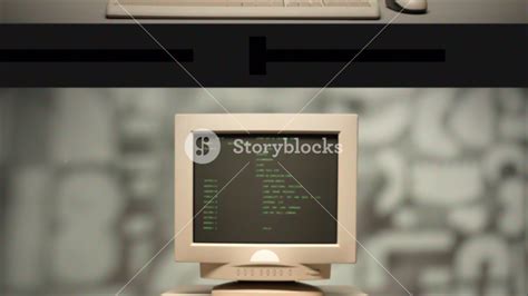 Retro Pc With Loading Code Console Programmer Making Scripts Green Basic Screen Old Computer