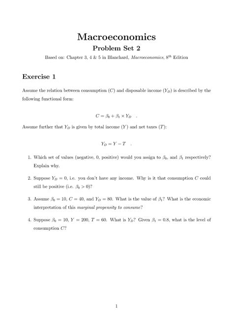 Problem Set 2 Practice Materials Macroeconomics Problem Set 2 Based On Chapter 3 4 And 5 In