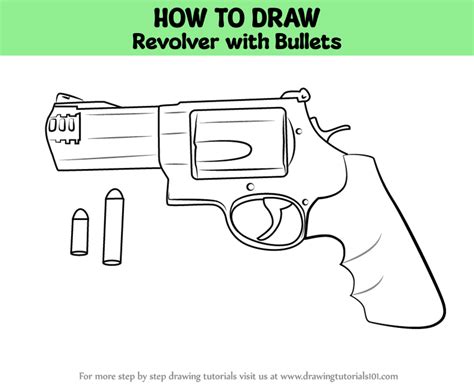 How To Draw Revolver With Bullets Pistols Step By Step DrawingTutorials Com