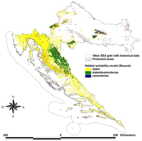 Maxent Habitat Suitability Derived Maps Based On Variables Representing
