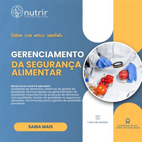 Gerenciamento Da Segurança Alimentar Instituto Nutrir