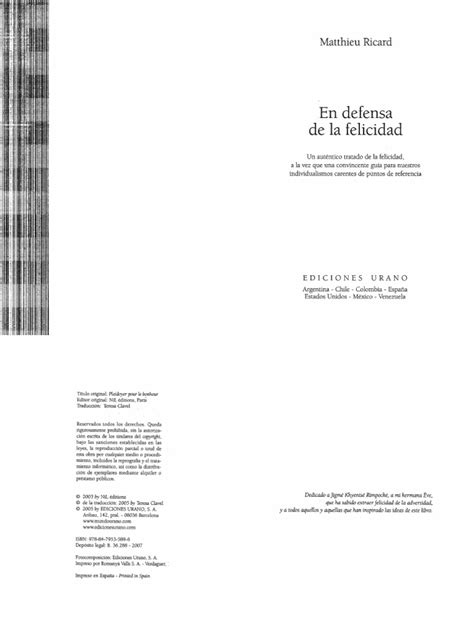 En Defensa De La Felicidad Matthieu Ricard Pdf Pdf