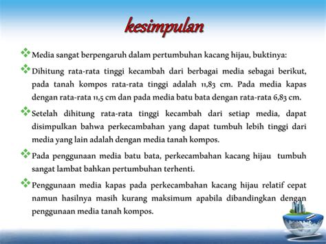 Pengaruh Media Tanam Pada Perkembangan Kacang Hijau Ppt
