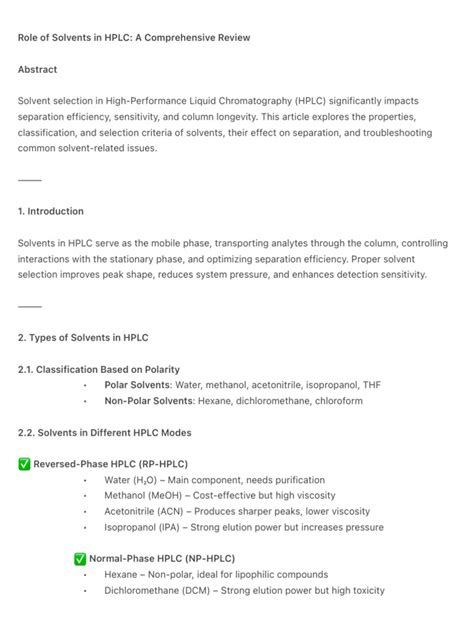 Role Of Solvents In Hplc 1743767190 Pdf High Performance Liquid Chromatography Techniques