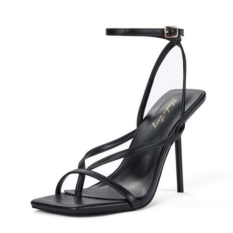 Elisabet Tang Womens Strappy Heels Sandals Square Toe Thong Heeled