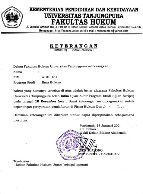 Contoh Surat Keterangan Lulus Dari Universitas Surat Keterangan