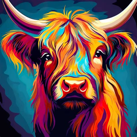 Highland Cow Pop Art Style Png Bundle Digital Download For Modern Decor