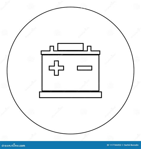 Car Battery Icon Black Color In Circle Vector Illustration Isolated Stock Vector Illustration