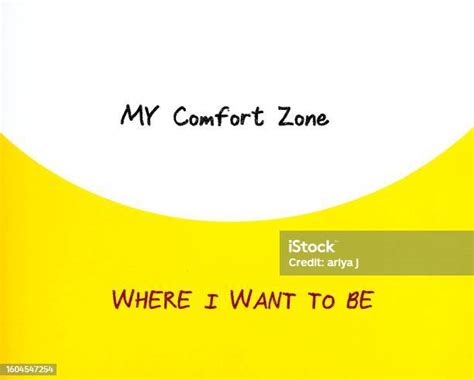 흰색과 노란색으로 칠해진 벽에는 원형 경계선과 손으로 쓴 텍스트가 있습니다 My Comfort Zone 및 Where I