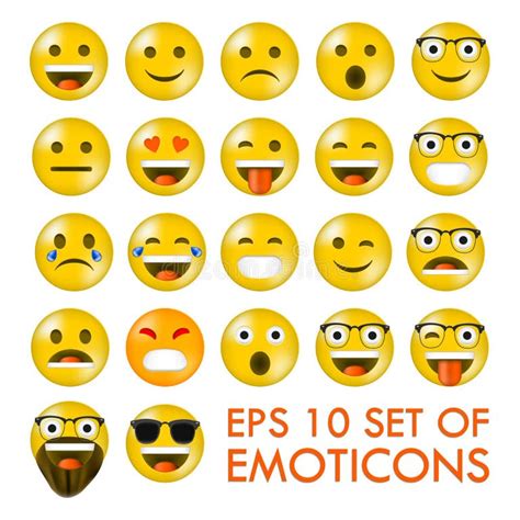 Set Emoticons Emoji Stock Illustrations 12603 Set Emoticons Emoji