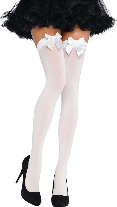 Adult Thigh High Stocking Tights With Bows Assorted Colours One Size Wearable Costume