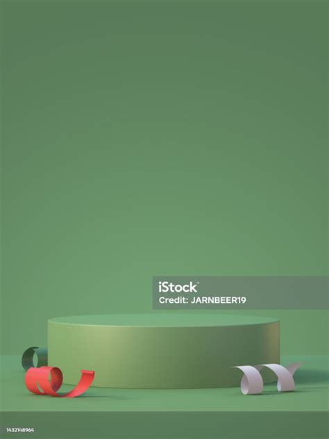 크리스마스와 신년 제품 연단 모형 디스플레이 배경 리본 3d 렌더링 배경 0명에 대한 스톡 사진 및 기타 이미지 0명 3차원 형태 강단 Istock
