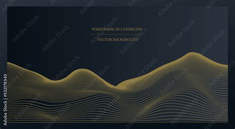 Wave Of Particles Luxury Abstract Background With Dynamic Wave Retro Wireframe Shapes 3d