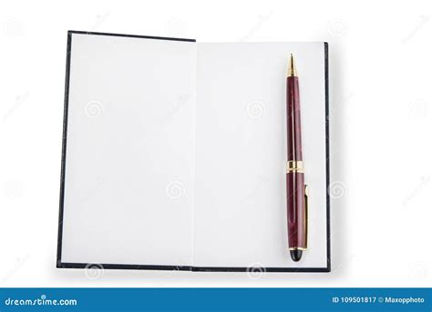 Opened Notepad With Pen Or Pencil On The White Background Stock Image