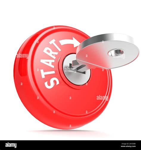 Red Start Key Stock Photo Alamy