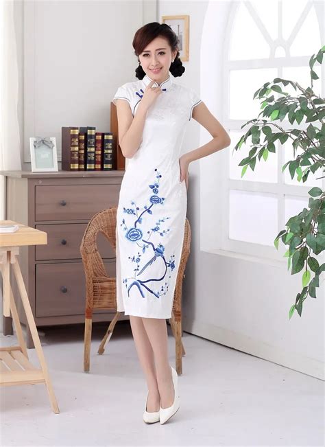 Shanghai Story Top Grade Long Cheongsam Floral Cheongsam Qipao Dress