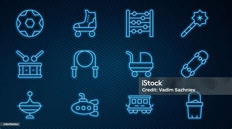 양동이 스케이트 보드 주판 줄넘기 드럼 스틱이있는 드럼 축구 축구 공 아기 유모차 및 롤러 스케이트 아이콘에 모래를 설정합니다 벡터 건강한 생활방식에 대한 스톡 벡터 아트