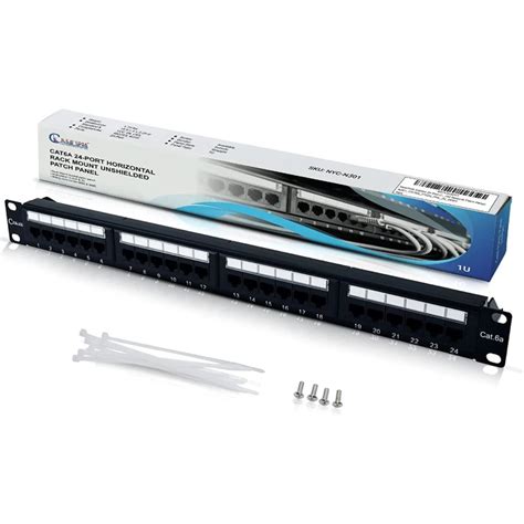 24 Port Patch Panel 1U Blank Cat6 Rackmount Panel For RJ45 HDMI Coax Speaker Keystones 19