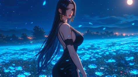 4k HD Wallpaper Boa Hancock In Moonlit Blooming Fields