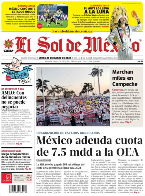 Periódico El Sol De México México Periódicos De México Edición De