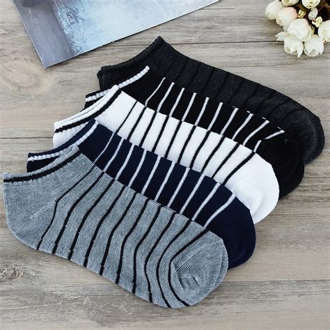 1 Pair Summer Low Cut Men Socks Striped Sport Socks For Male Breathable